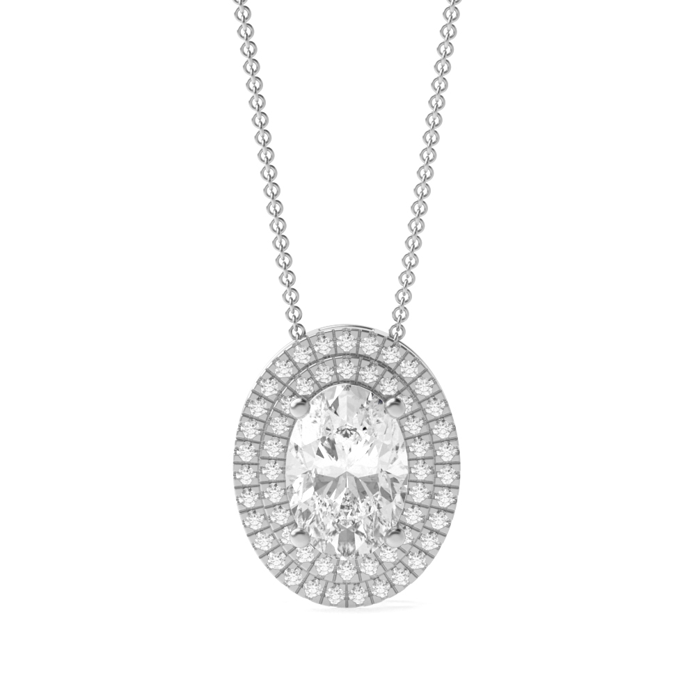Buy Double Row Sliding Oval Shape Halo Diamond Pendant Abelini
